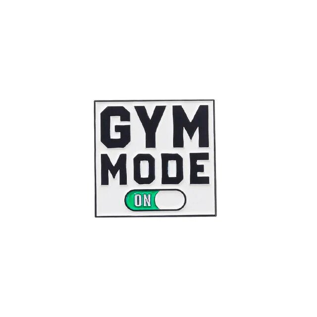 Pin cuadrado "GYM MODE ON" Jungle Fit.